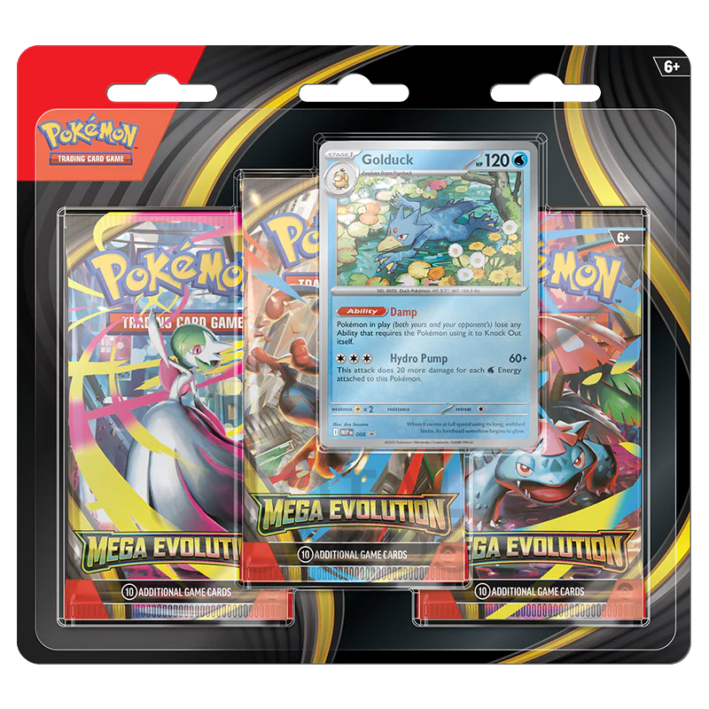 Pokemon TCG: Mega Evolution - 3 Pack Blister (Golduck) – Coasties ...